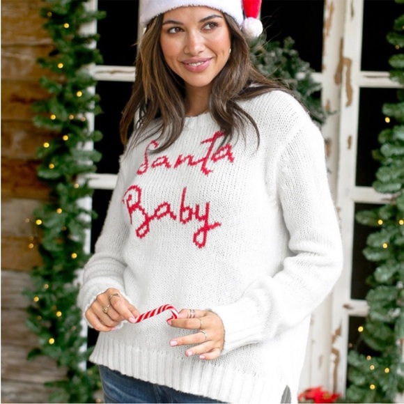 Wooden Ships | Sweaters | Wooden Ships Santa Baby White And Red ...
